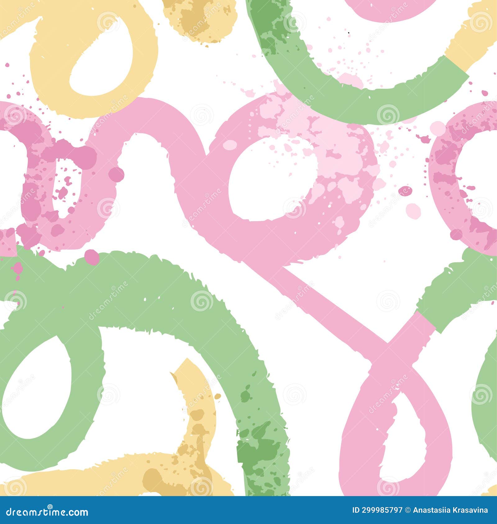 Naive Seamless Squiggle Pattern with Textured Pastel Pink and Green ...