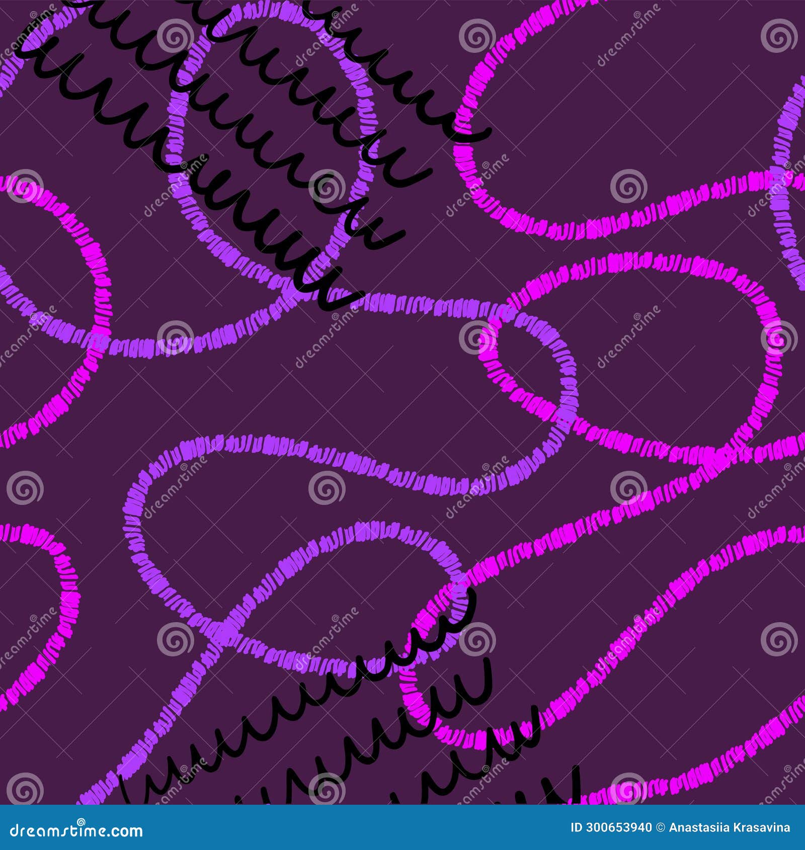 Naive Squiggle Pattern with Bright Colored Textured Wavy Lines on a ...