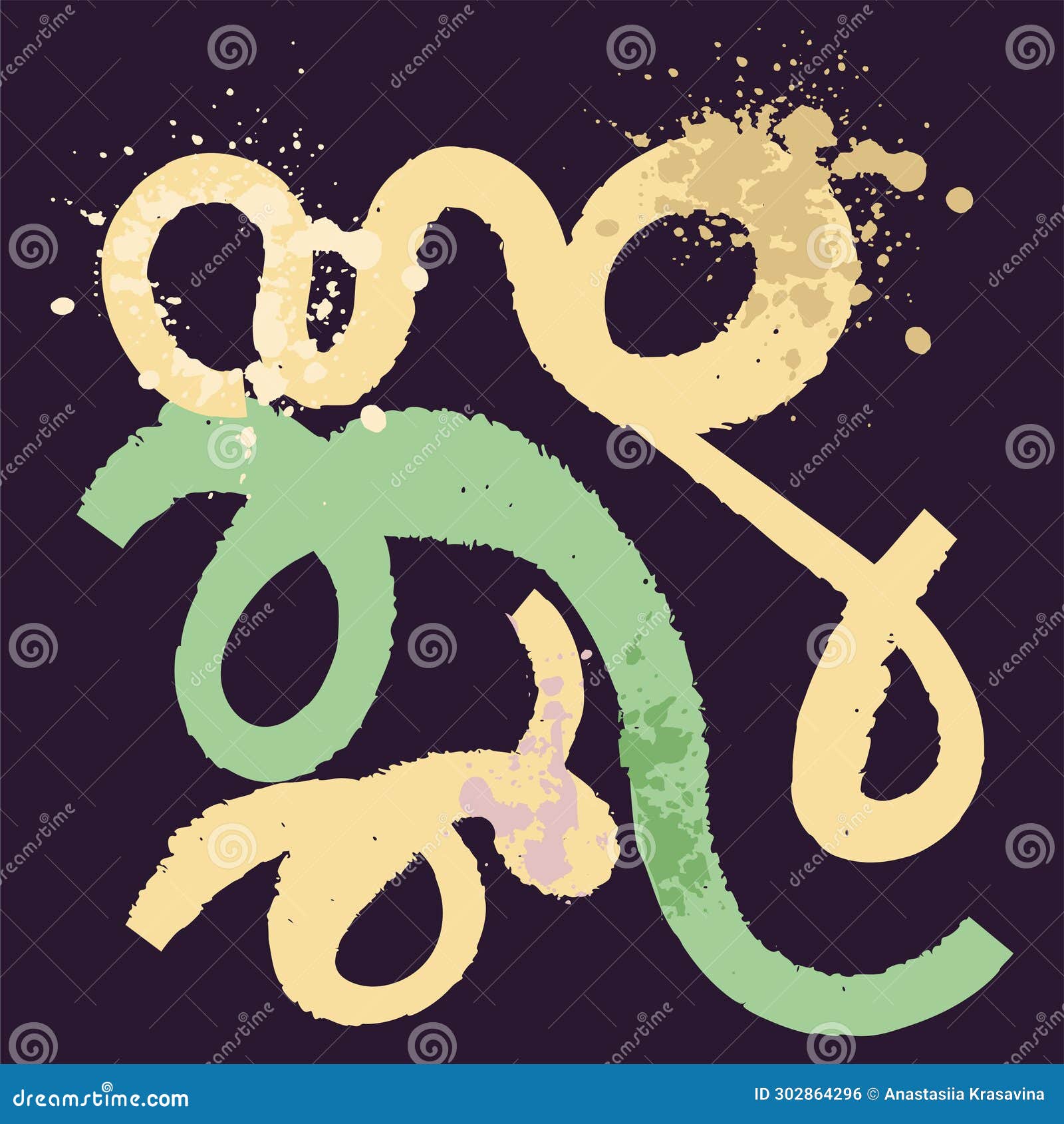 Naive Squiggle Pattern with Textured Pastel Pink and Purple Wavy Lines ...