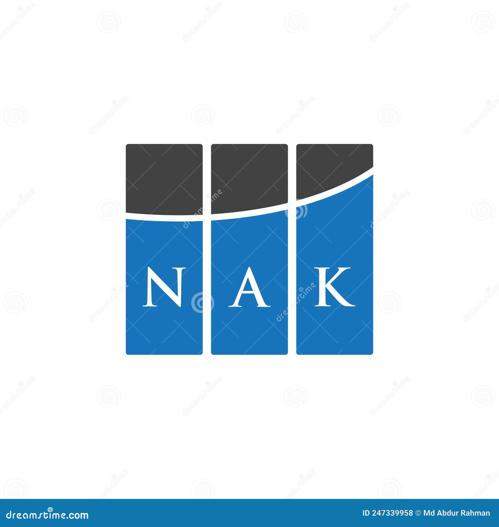 NAK Letter Logo Design on WHITE Background. NAK Creative Initials ...