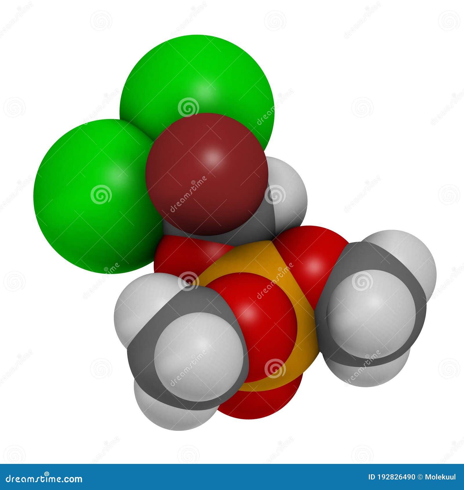Naled Insecticide Molecule Organophosphate Class. 3D Rendering. Atoms ...
