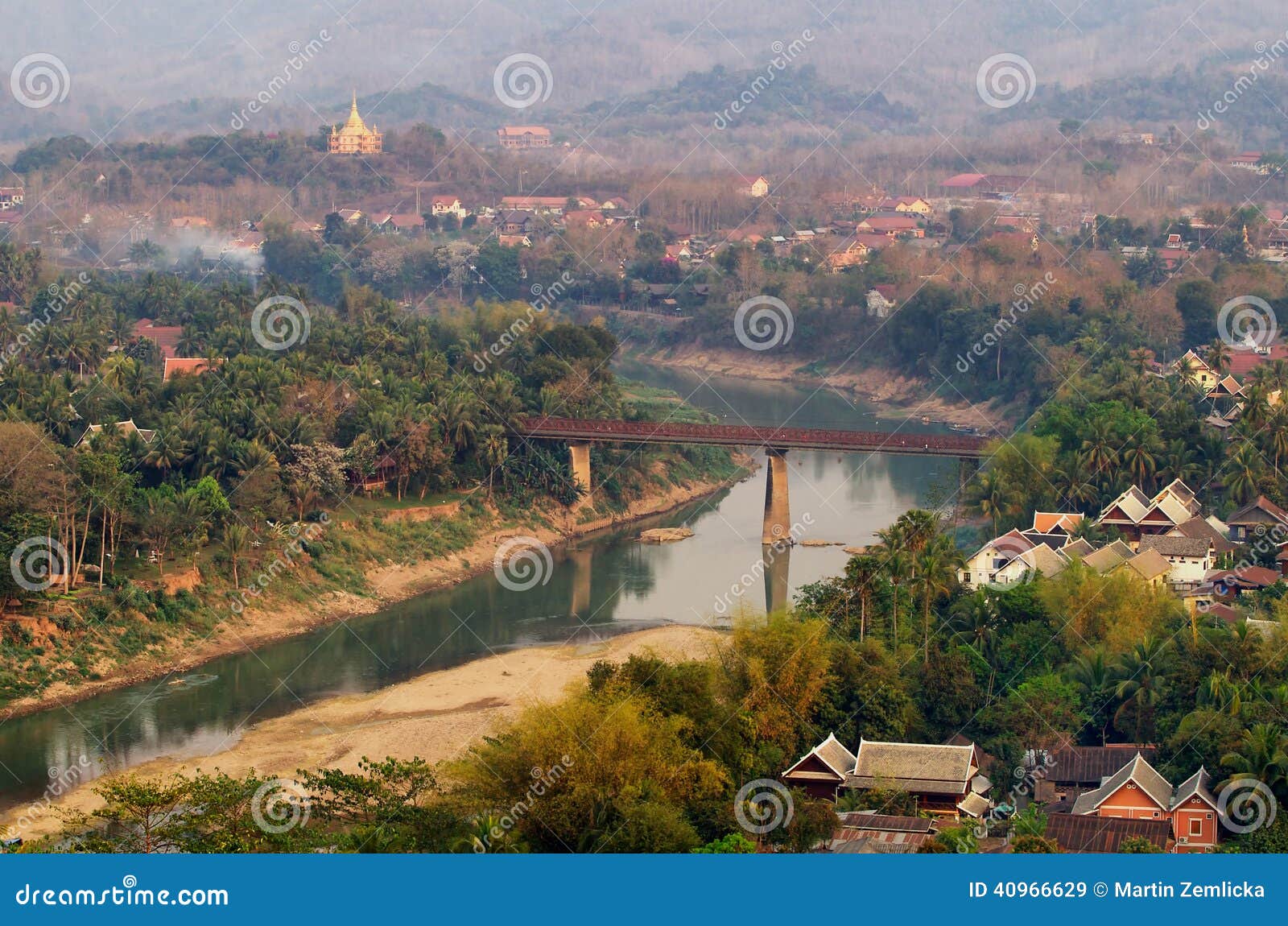 Nam Khan River Luang Prabang Stock Image Image Of Buddhism Phao