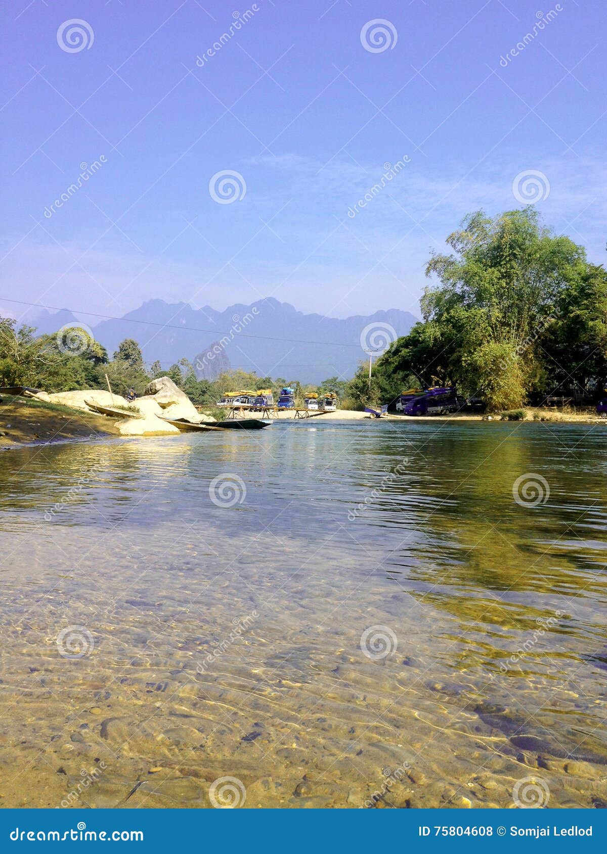 Nam Song River in Vang Vieng Stock Photo - Image of locations, climate ...
