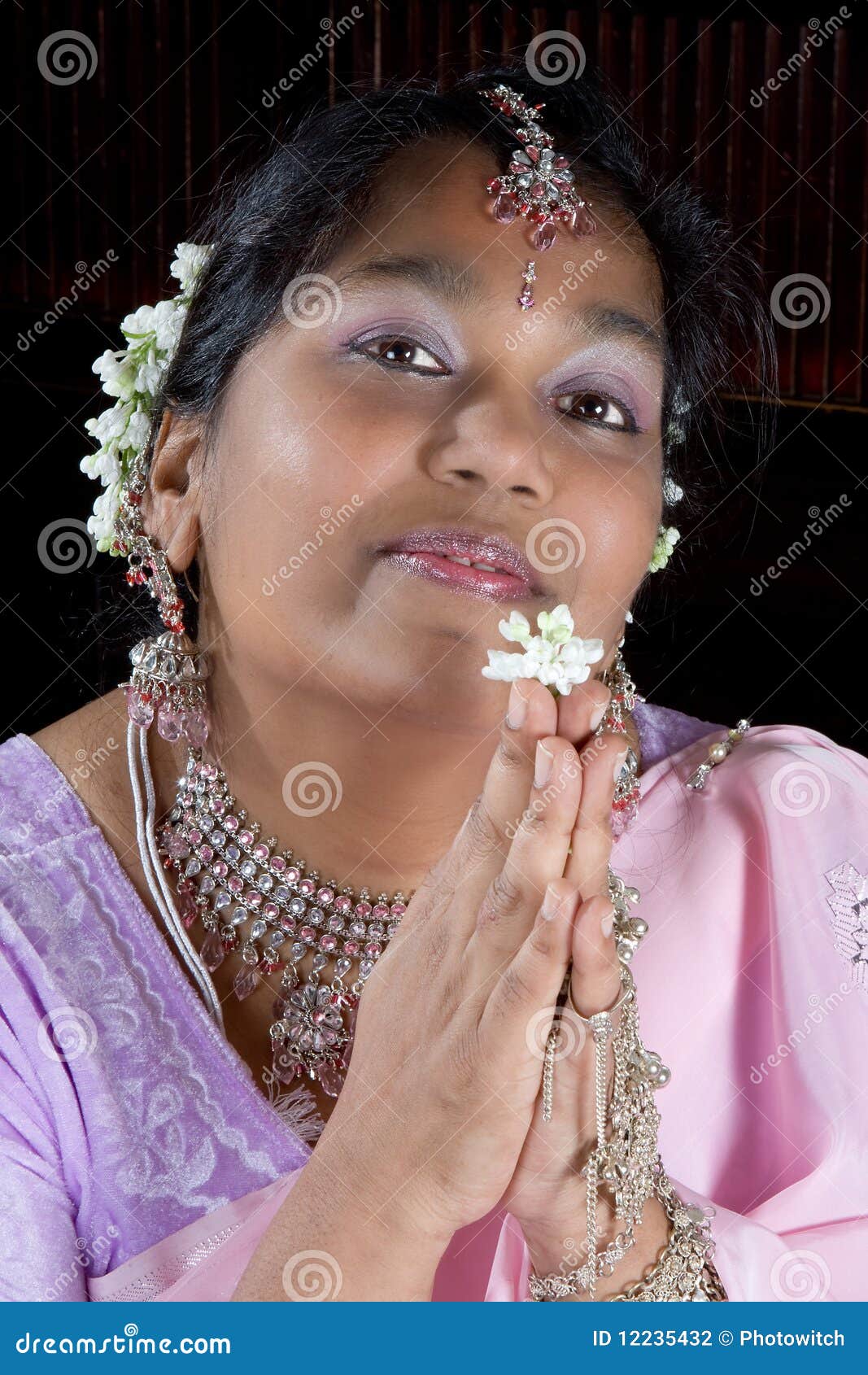 Namaste with a flower stock photo. Image of namaste, lady - 12235432
