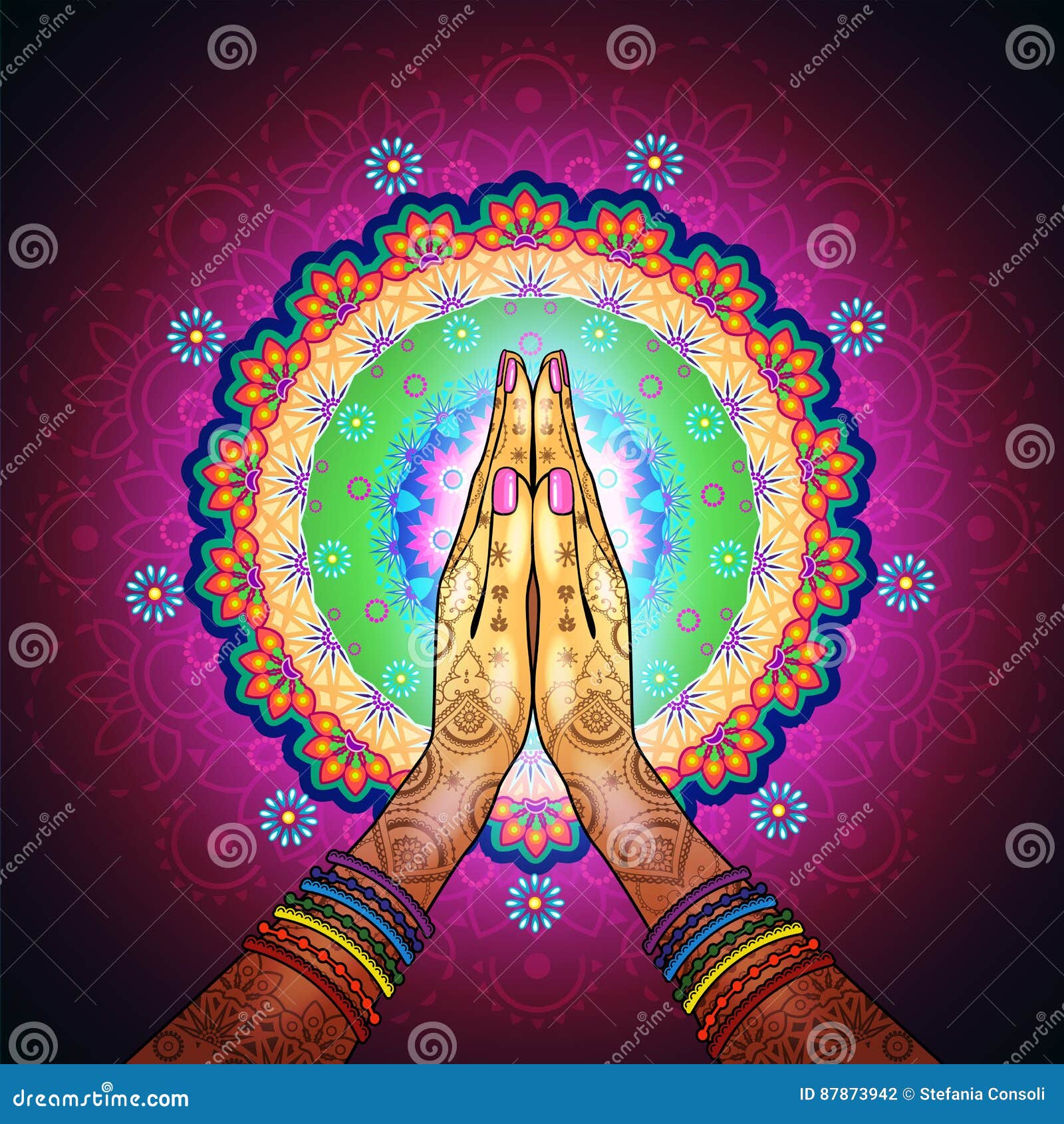 Namaste Mandala stock illustration. Illustration of interior - 87873942