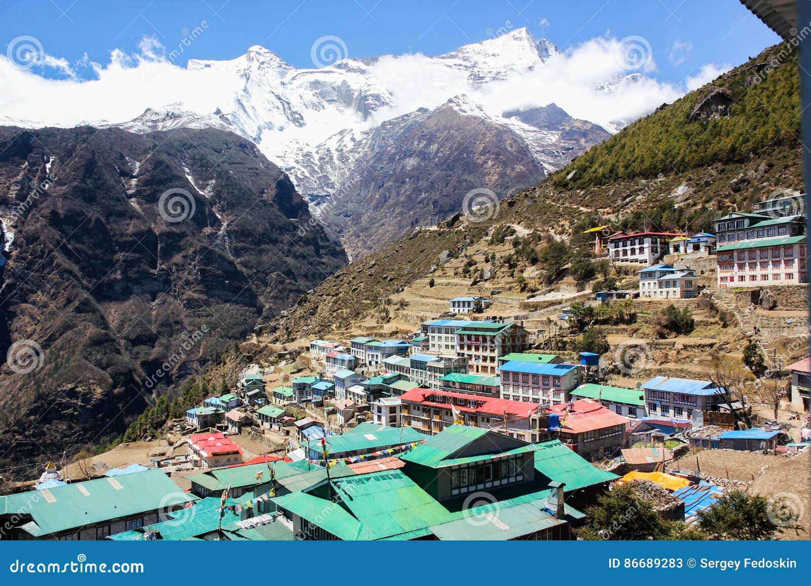 Namche Bazaar. Himalayas, Nepal. Stock Image - Image of background ...