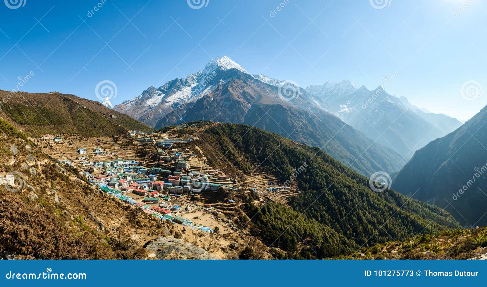 Namche Bazaar in Nepal stock image. Image of hiking - 101275773