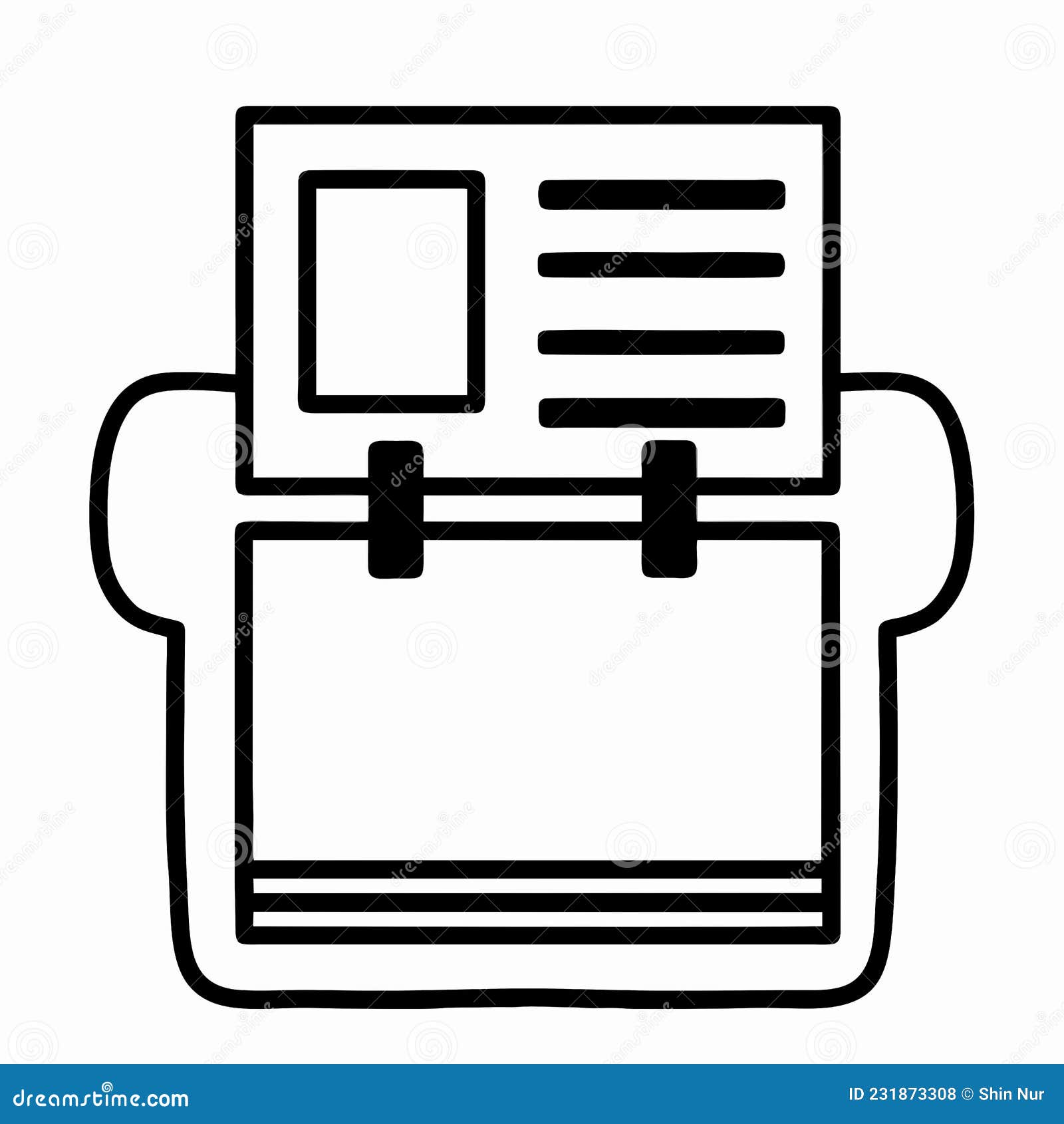 Name Card Folder. Vector Illustration. Office Equipment in Black Line ...