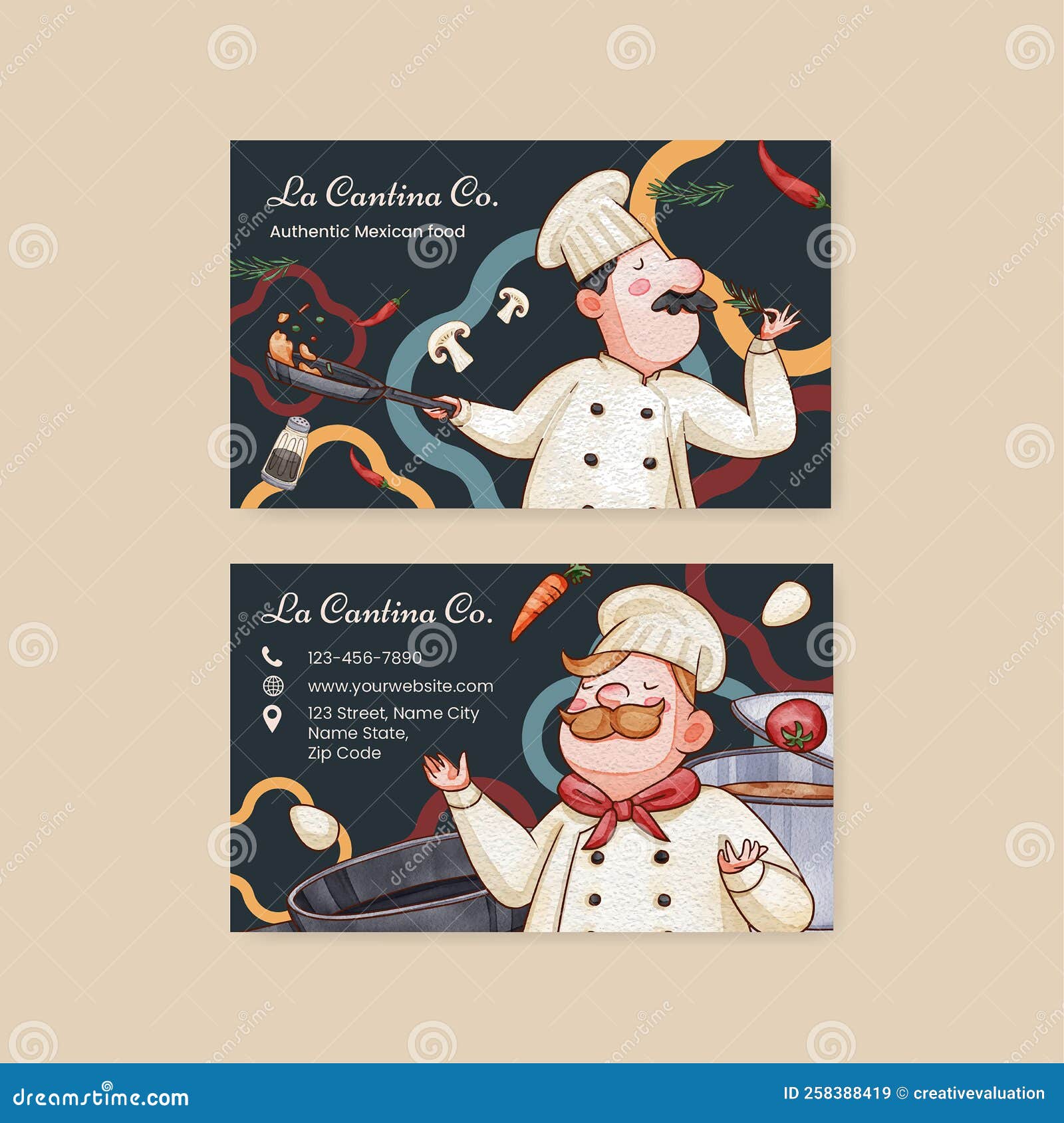 Name Card Template with Chef Day Concept,watercolor Style Stock ...