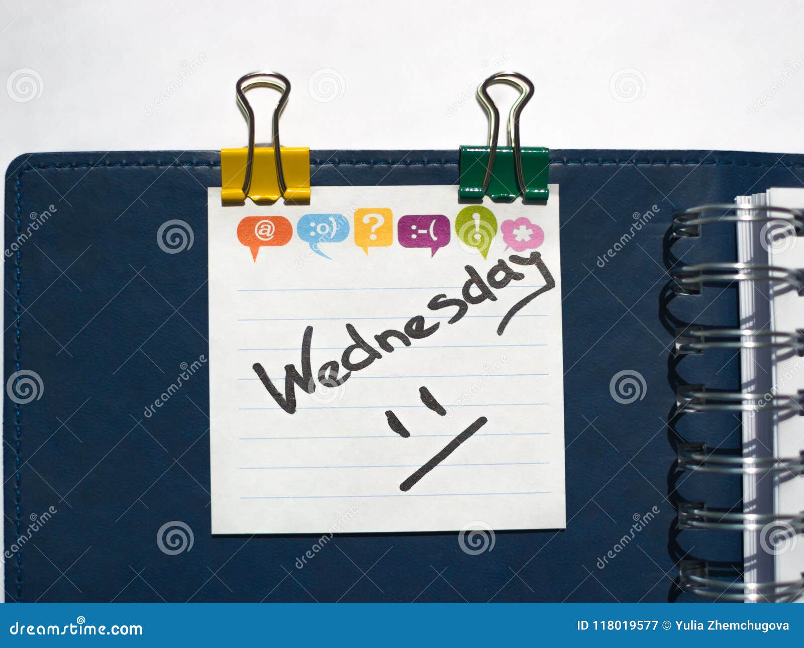 The Name of the Day of the Week Written on a Sticky Sheet in a Blue ...