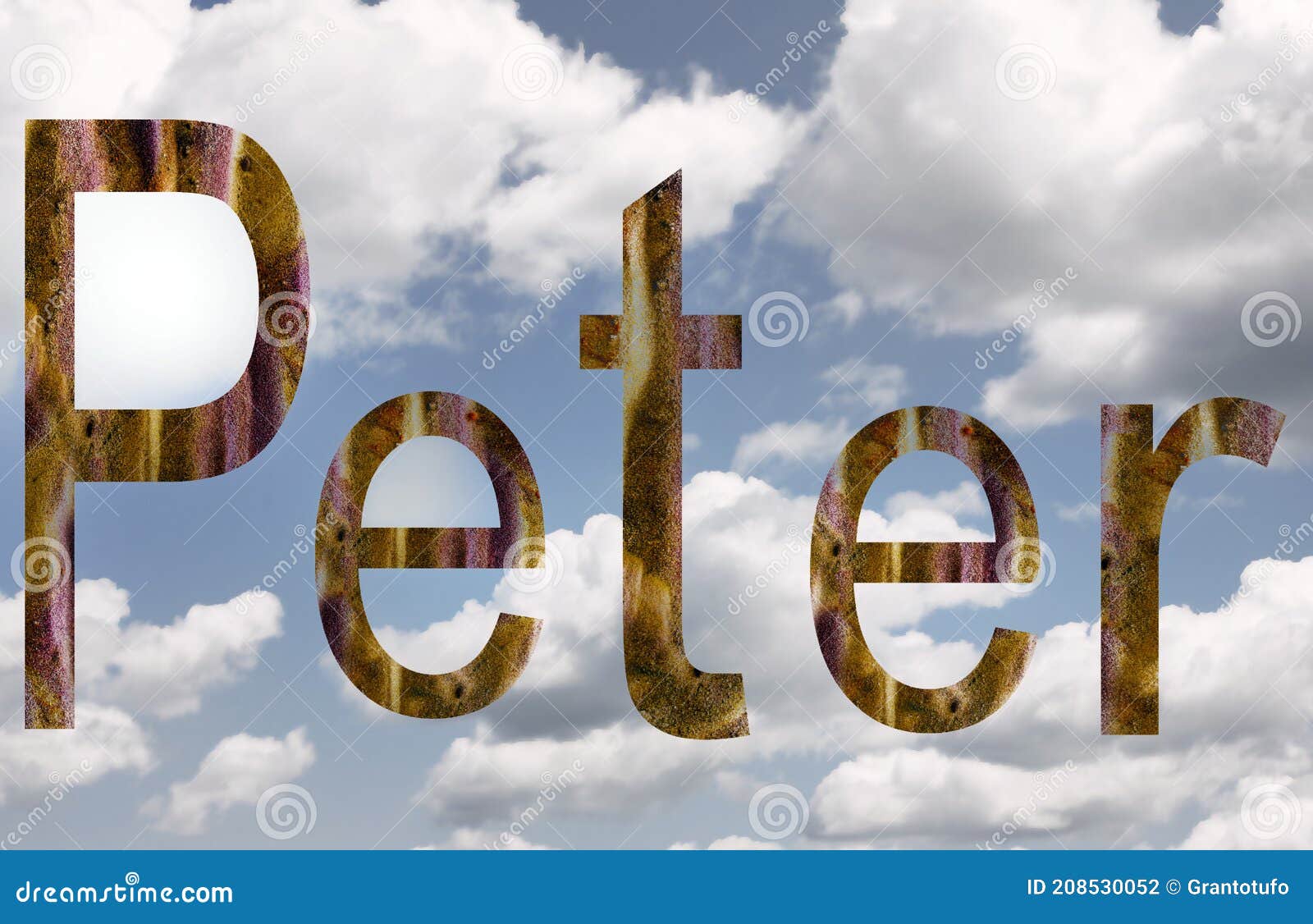 Name Peter in cloudscape stock photo. Image of happy - 208530052