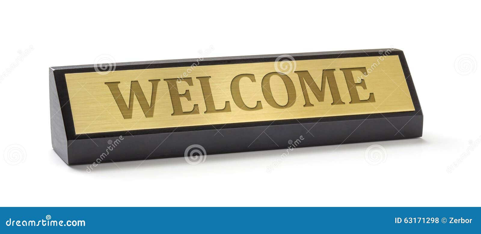 Name Plate on a White Background with the Engraving Welcome Stock Photo ...