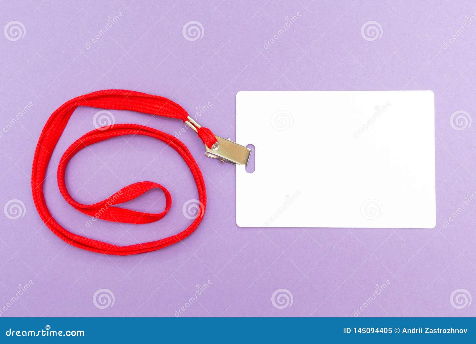 Name Tag Mockup Isolated on Purple Background. Plain Empty Badge Id ...