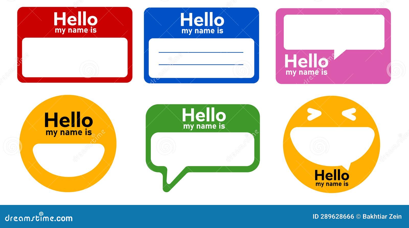 Name Tag Sticker Design Template Empty with Text Hello My Name is Label ...