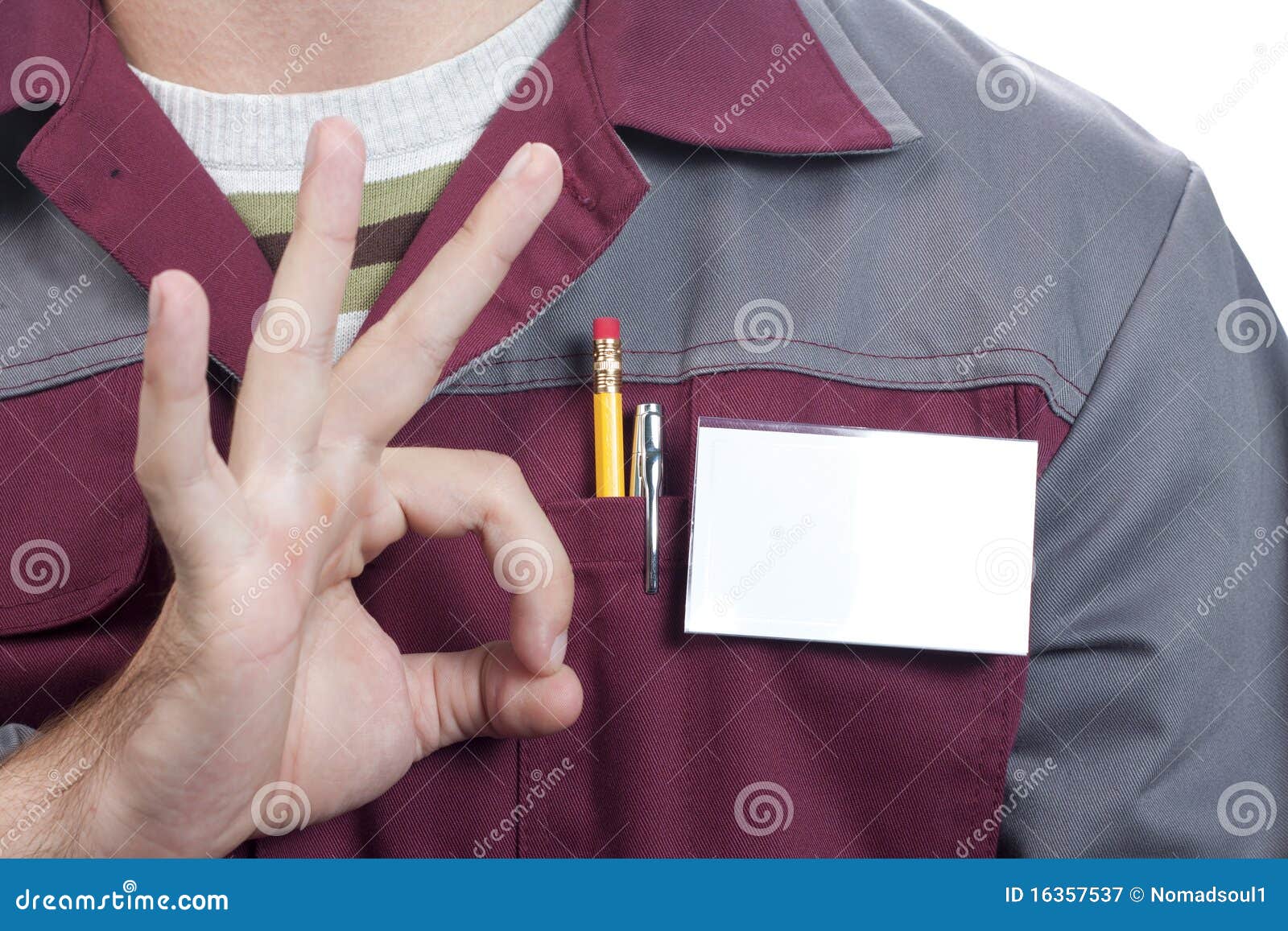 Name Tag On Uniform And OK Sign Stock Image | CartoonDealer.com #16357537