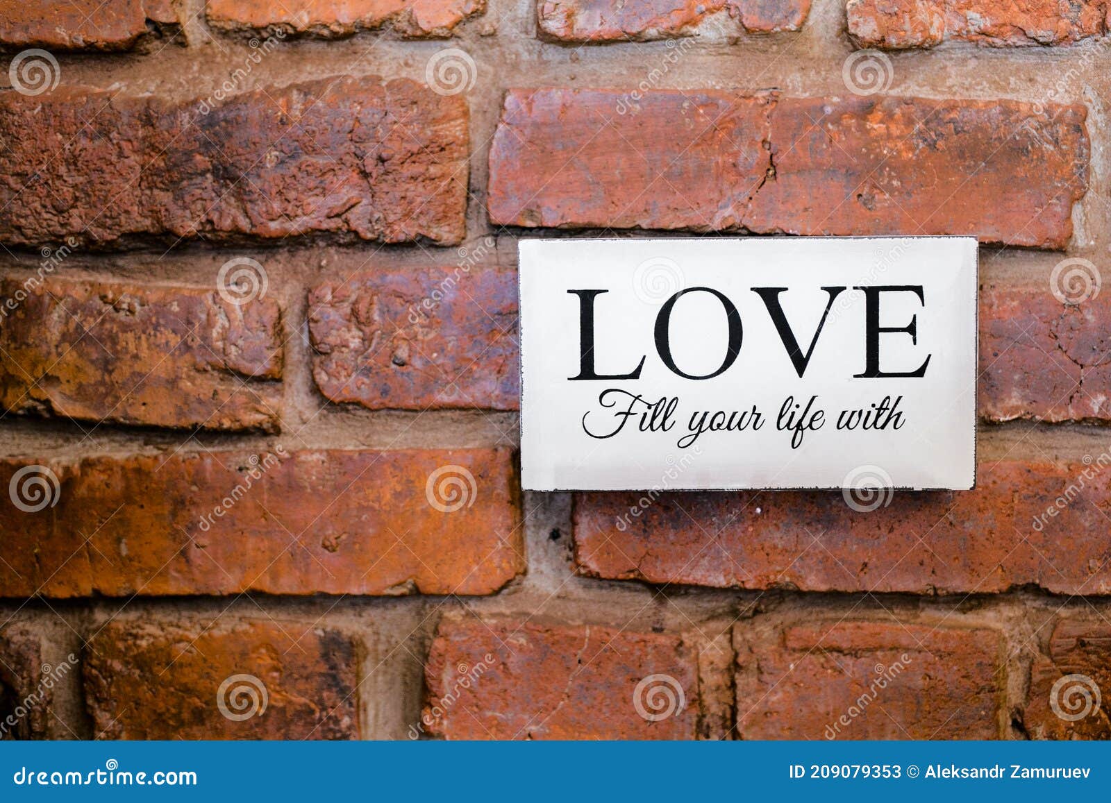 Nameplate with Love Sign on the Brick Wall Stock Image - Image of ...