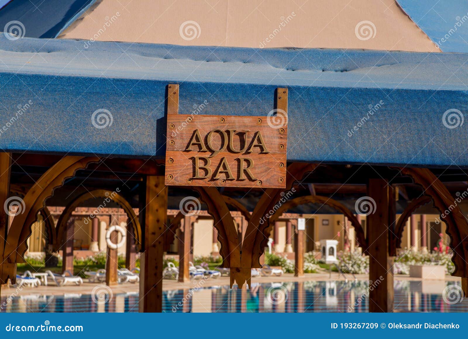Nameplate Water Bar by the Pool Stock Image - Image of aqua, party ...
