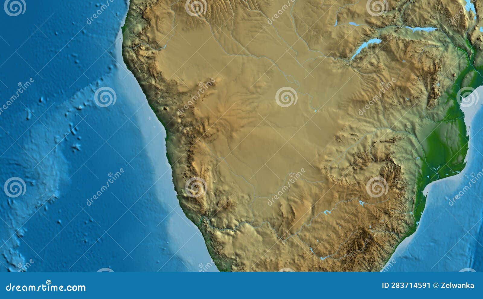 Namibia area. Physical map stock illustration. Illustration of science ...