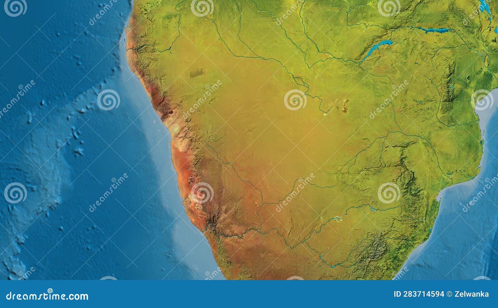 Namibia Area. Topographic Map Stock Illustration - Illustration of ...