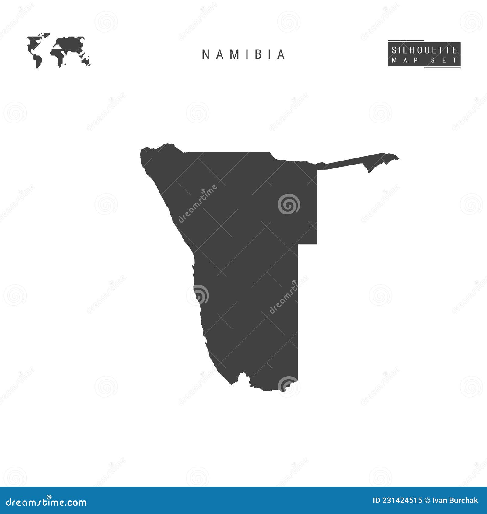 Namibia Vector Map Isolated on White Background. High-Detailed Black ...
