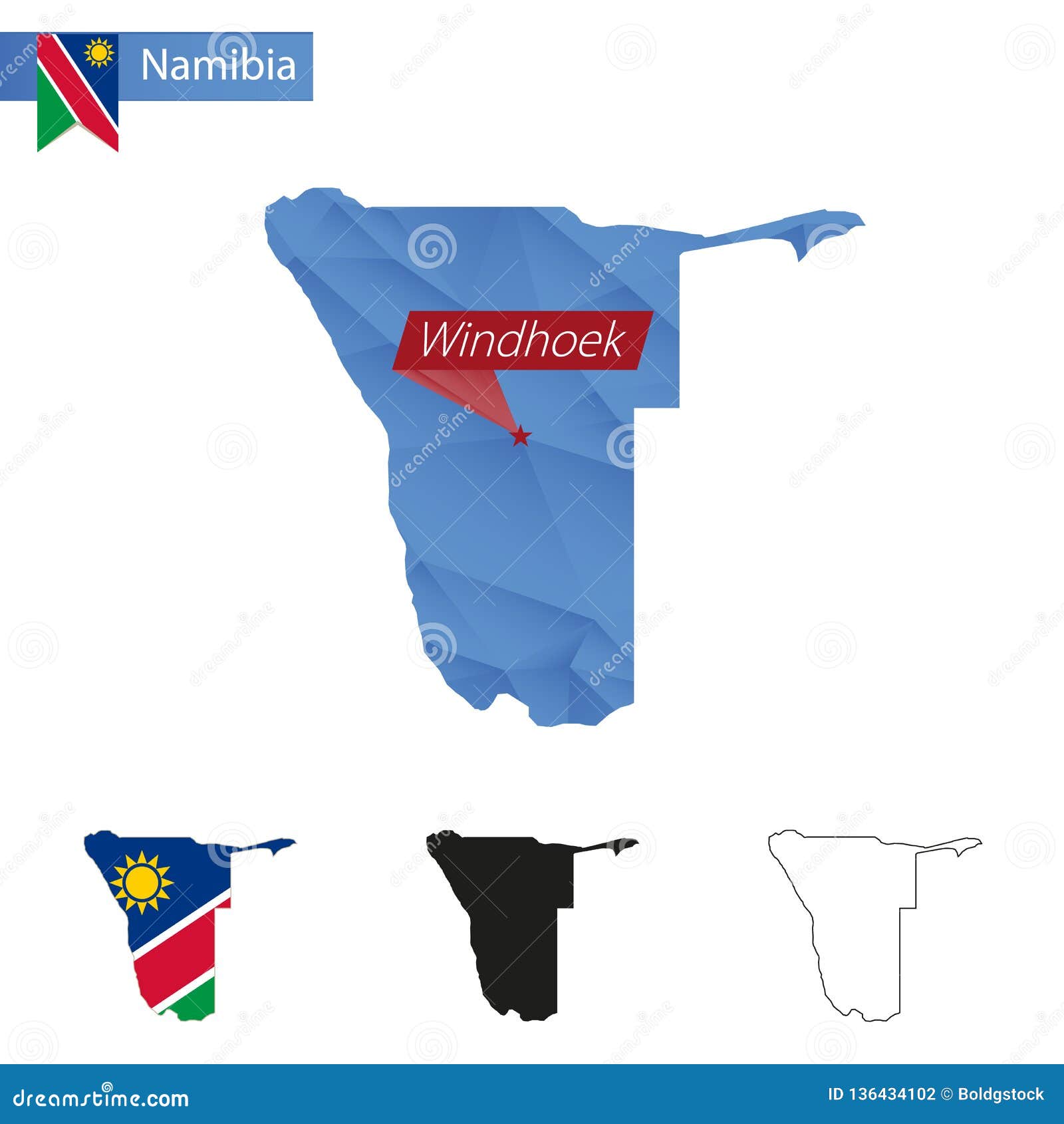 Namibia, Windhoek - Capital City, Pinned On Political Map Royalty-Free ...
