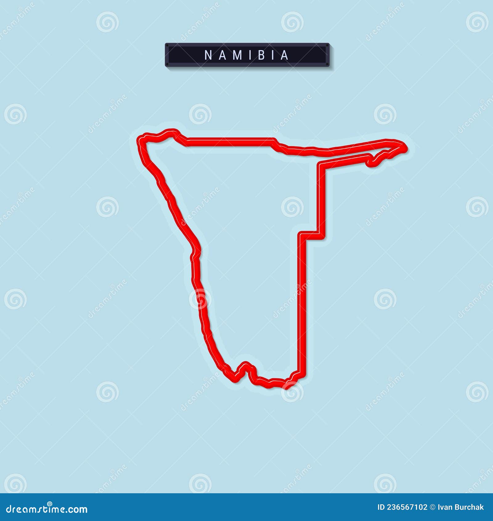 Namibia Bold Outline Map. Vector Illustration Stock Illustration ...