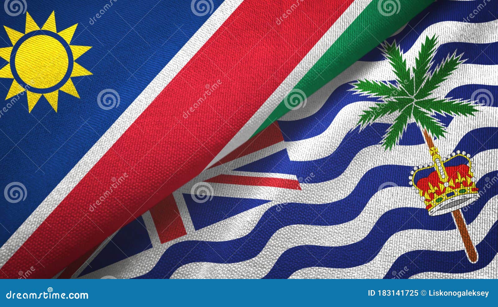 Namibia and British Indian Territory Two Flags Textile Cloth, Fabric ...