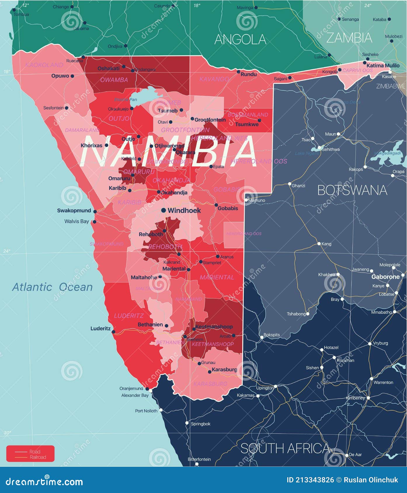 Namibia Country Detailed Editable Map Stock Vector Illustration Of Abstract Cartography