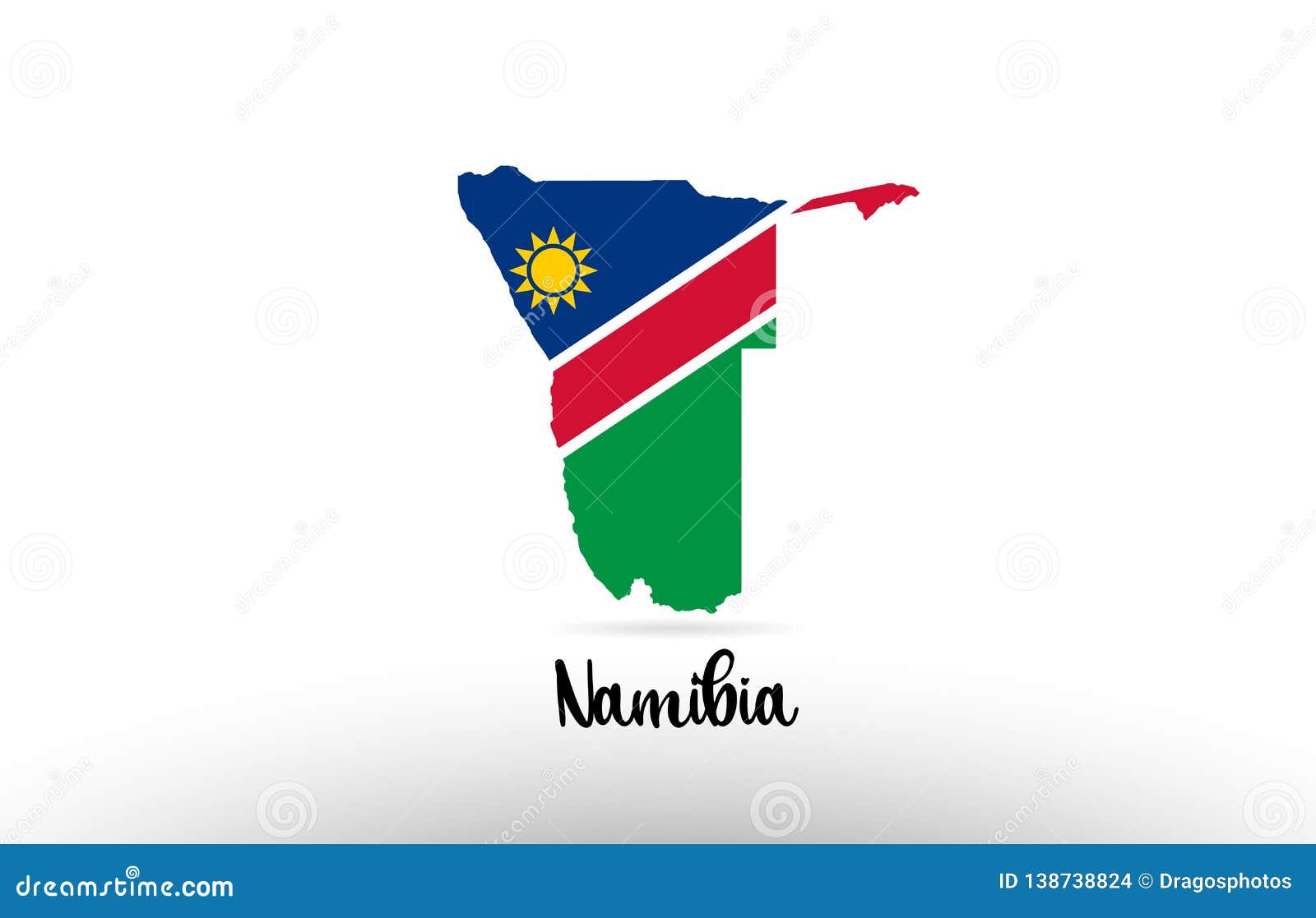 Namibia Country Flag Inside Map Contour Design Icon Logo Stock Vector