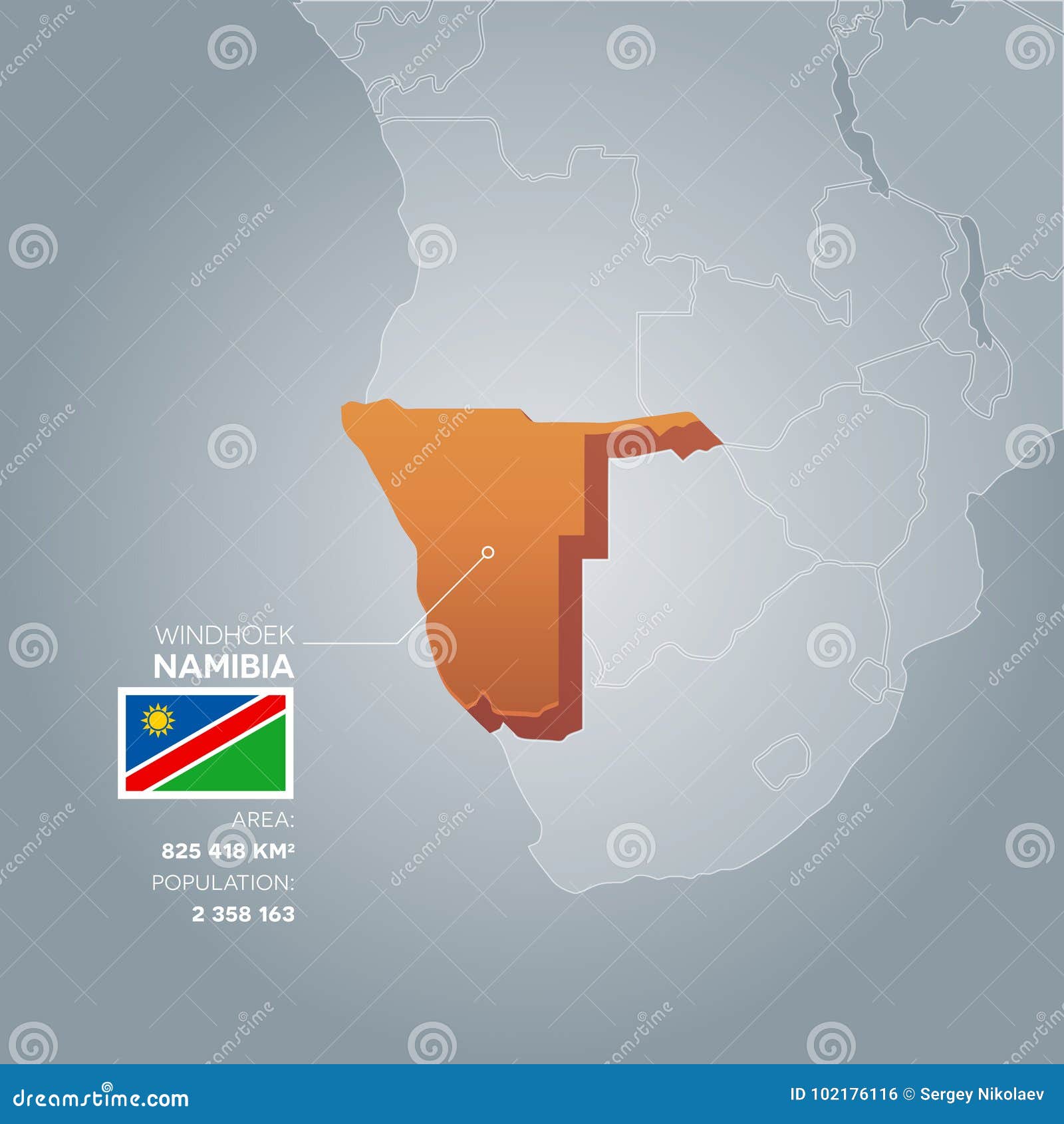 Namibia information map. stock vector. Illustration of politic - 102176116