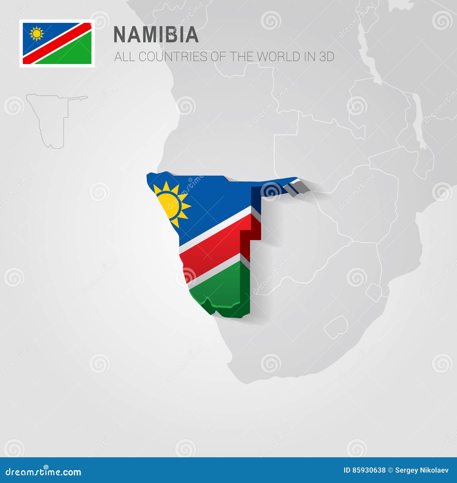 Namibia drawn on gray map stock vector. Illustration of political ...