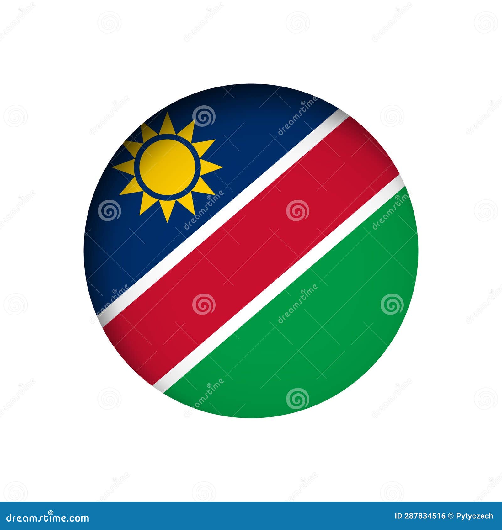 Circle Vector Flag of Namibia Stock Vector - Illustration of shape ...