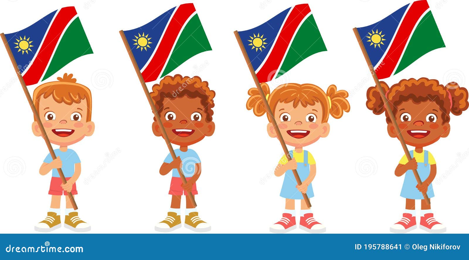Namibia flag in hand set stock illustration. Illustration of namibian ...