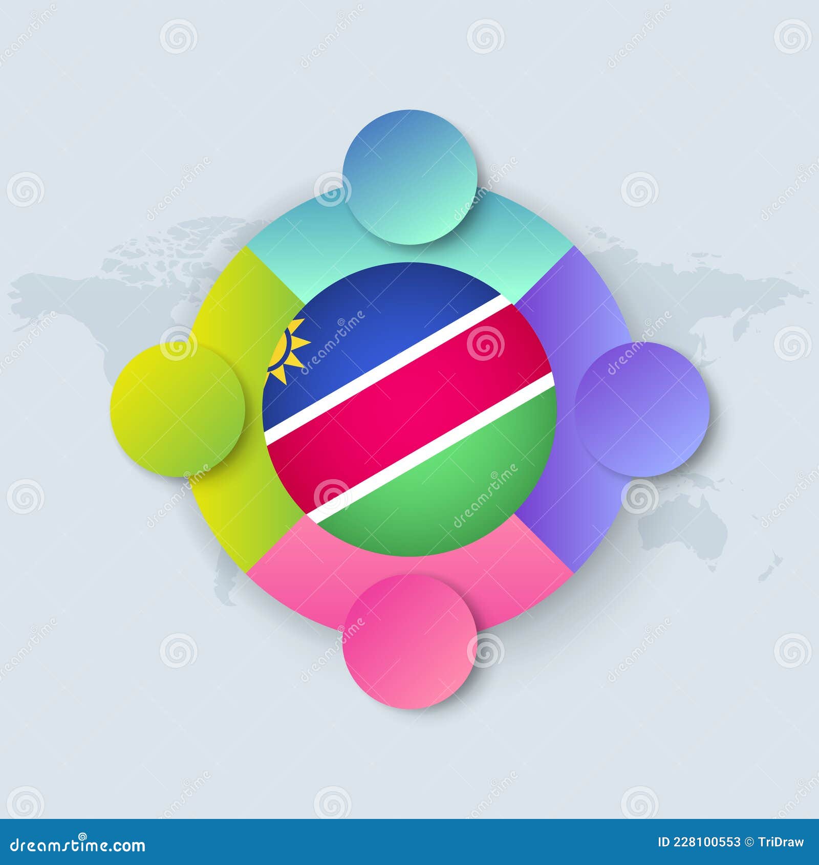 Namibia Flag with Infographic Design Isolated on World Map Stock Vector ...
