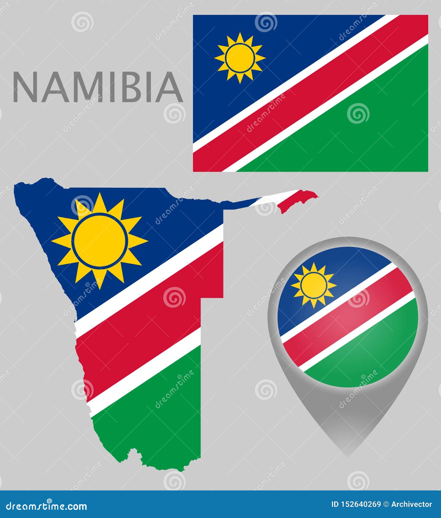 Namibia Flag, Map and Map Pointer Stock Vector - Illustration of icon ...
