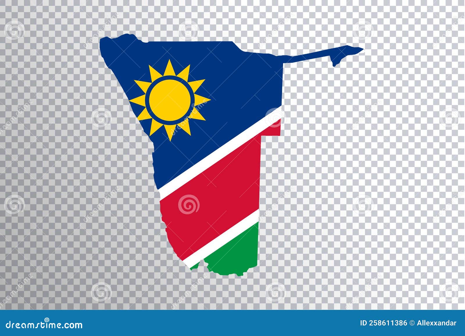 Namibia Flag on Map, Transparent Background Stock Illustration ...
