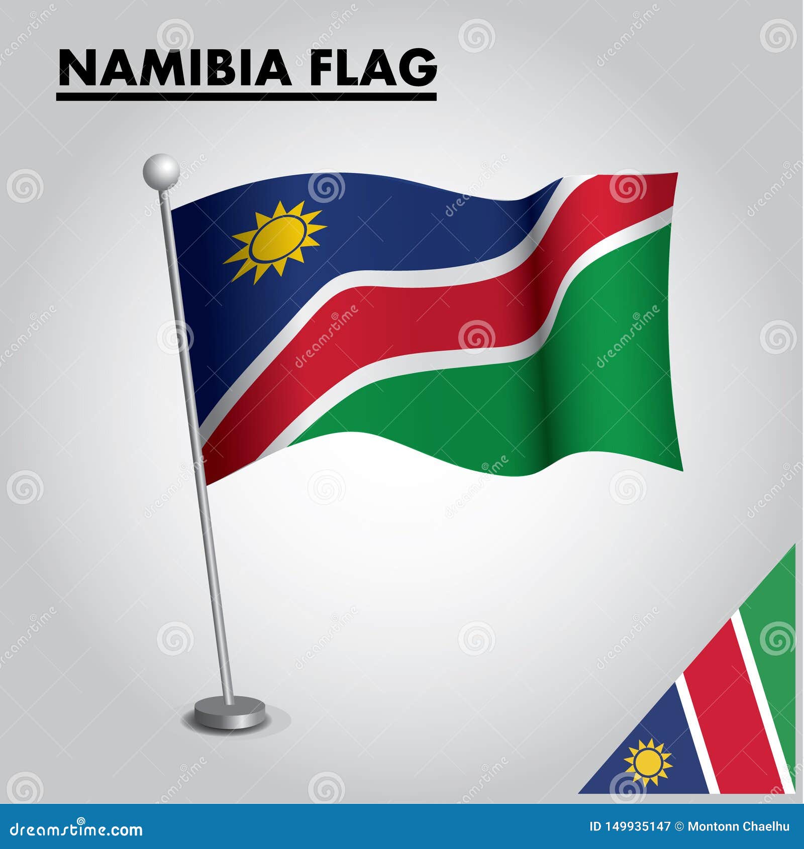 NAMIBIA Flag National Flag of NAMIBIA on a Pole Stock Vector ...