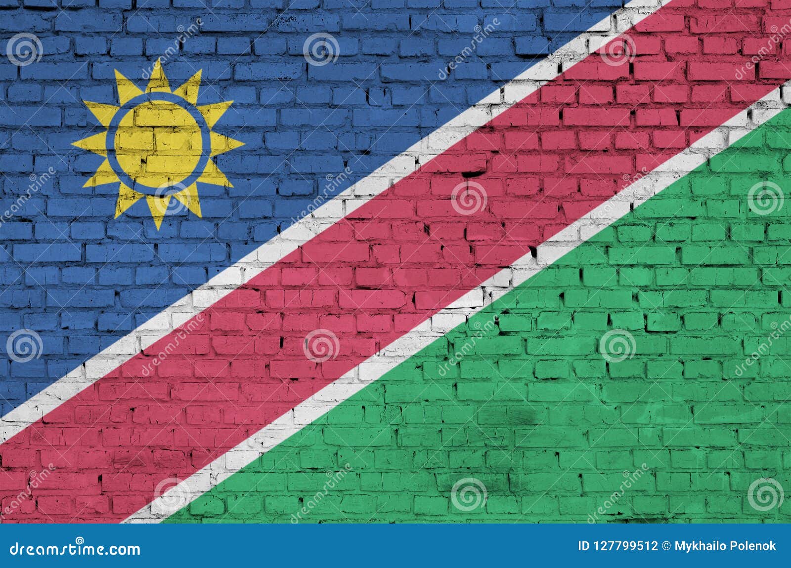 Namibia Flag is Painted Onto an Old Brick Wall Stock Photo - Image of ...