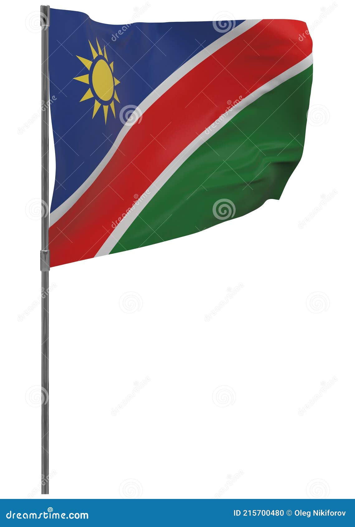 Namibia Flag on Pole Isolated Stock Illustration - Illustration of ...