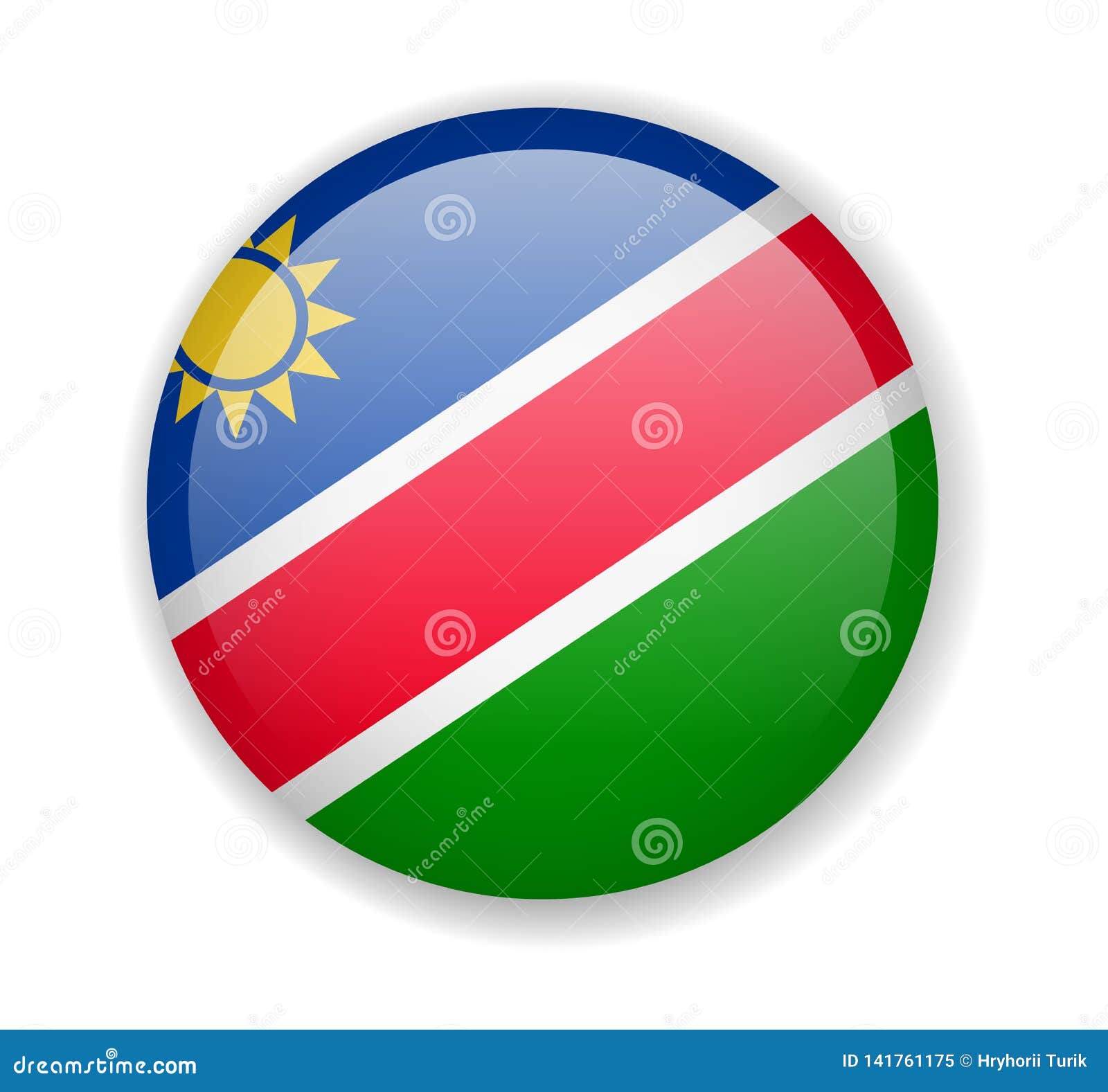 Namibia Flag Round Bright Icon on a White Background Stock Illustration ...