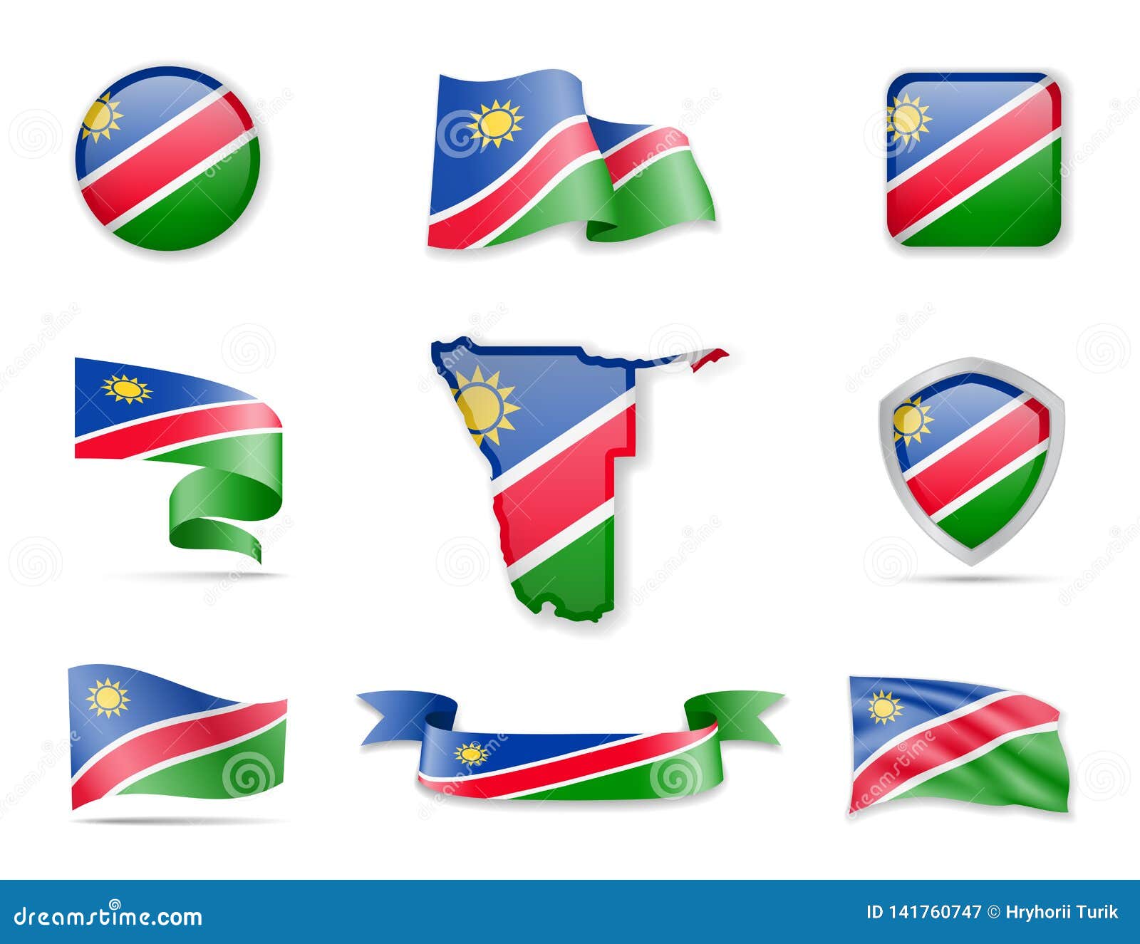 Namibia Flags Collection. Vector Illustration Set Flags and Outline of ...