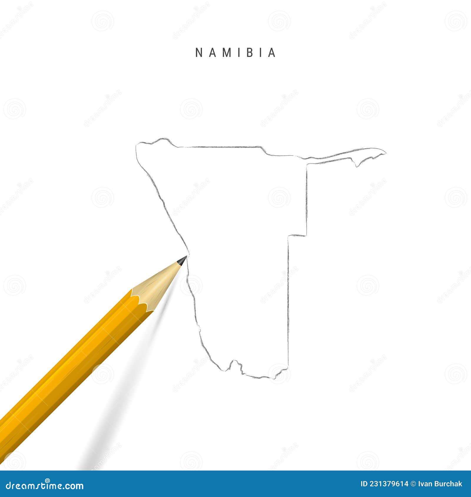 Namibia Freehand Pencil Sketch Outline Vector Map Isolated on White ...