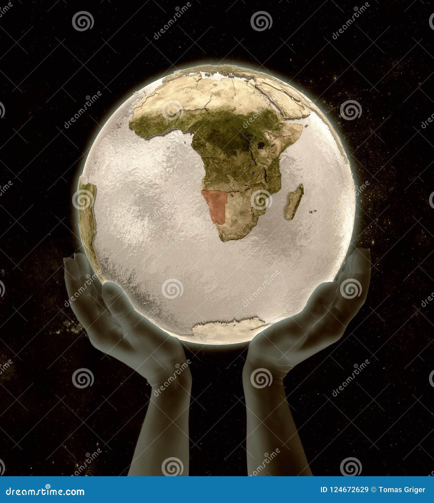 Namibia on globe win hands stock illustration. Illustration of africa ...