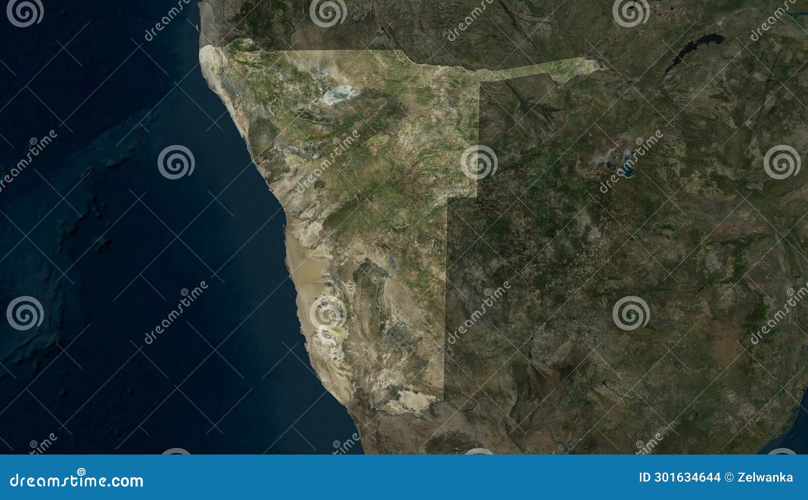 Namibia Highlighted. High-res Satellite Stock Illustration ...