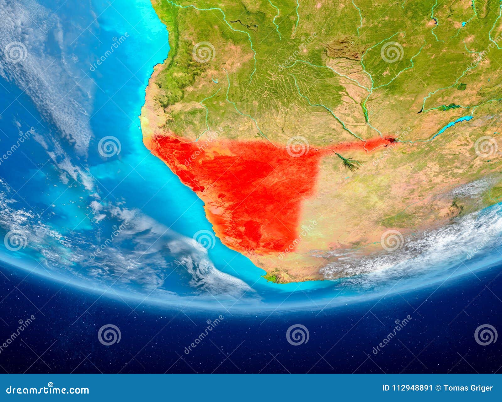 Namibia on Globe from Space Stock Illustration - Illustration of globe ...