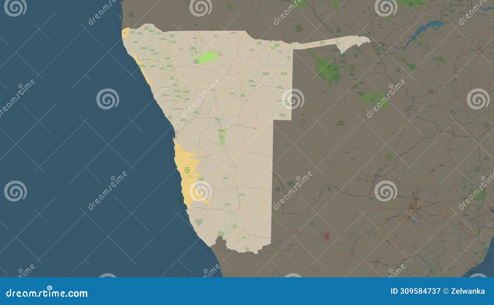 Namibia Highlighted. Topo Standard Stock Illustration - Illustration of ...