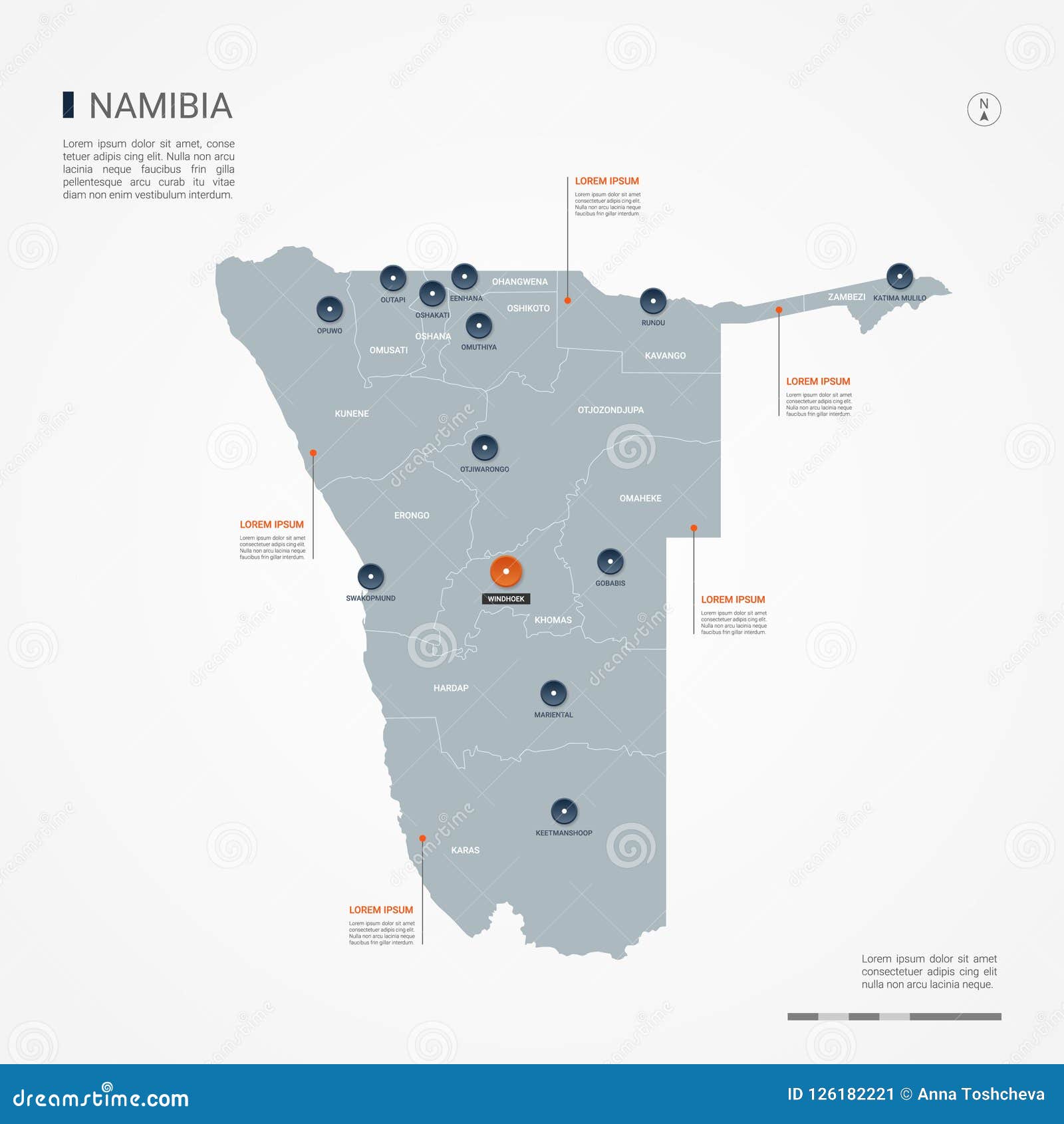 Namibia Editable Outline Map. Vector Illustration | CartoonDealer.com #254588867