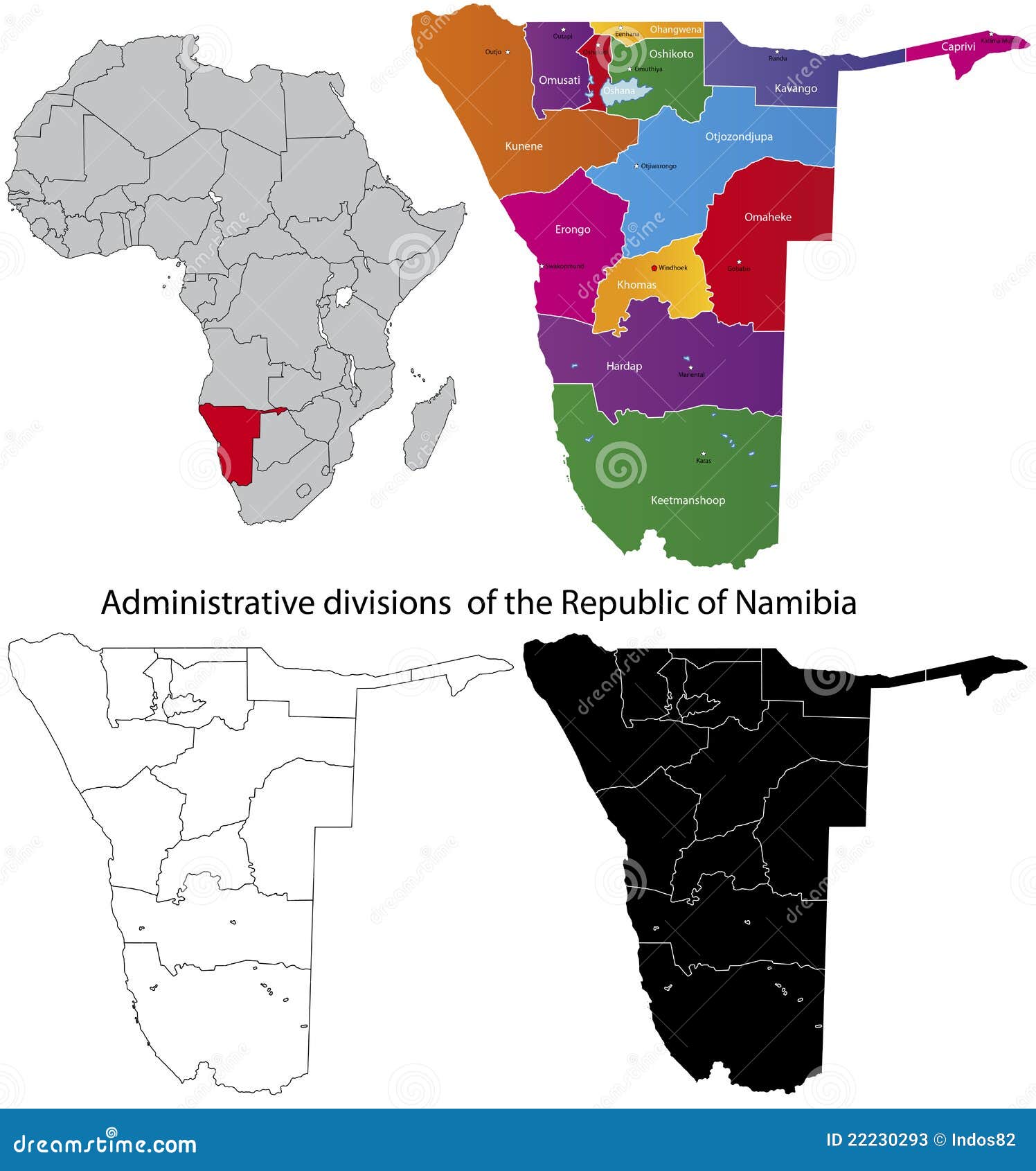 Namibia Map Cartoon Vector | CartoonDealer.com #22230293