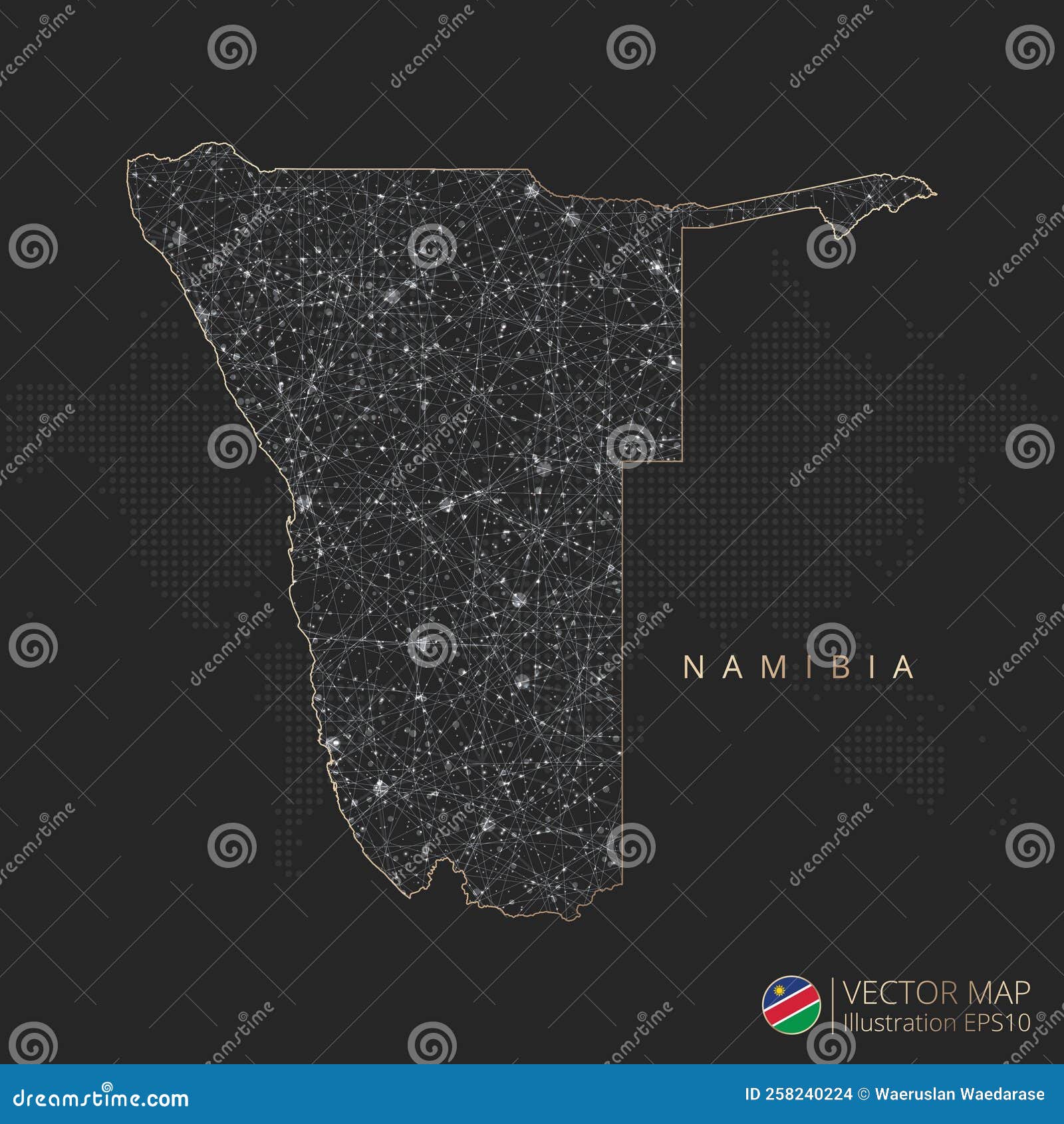 Namibia Map Abstract Geometric Mesh Polygonal Light Concept Stock ...