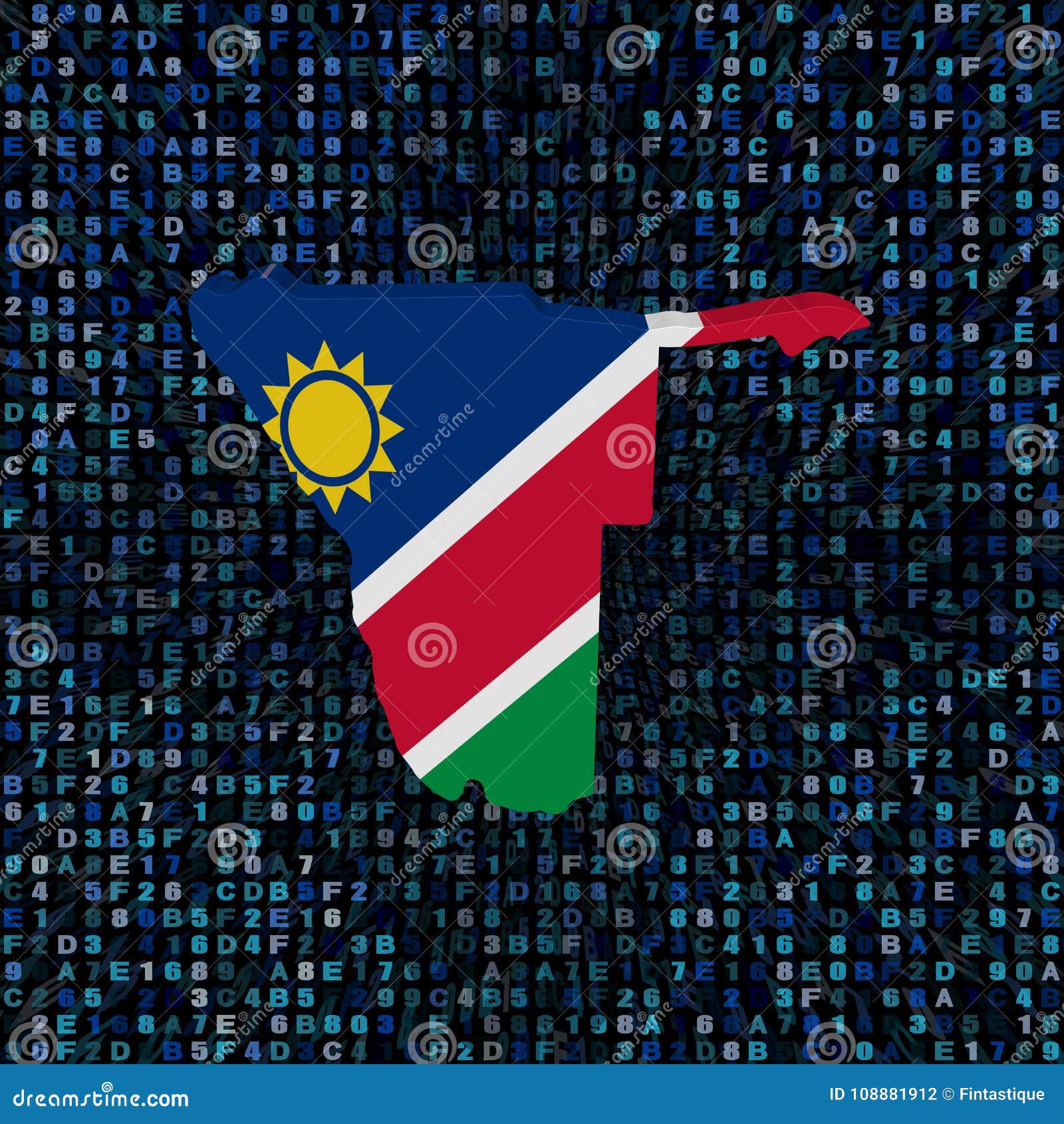 Namibia Map Flag on Hex Code Illustration Stock Illustration ...